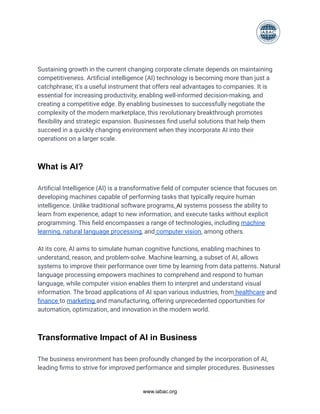 The Power of Artificial Intelligence Technology in Modern Business | PDF