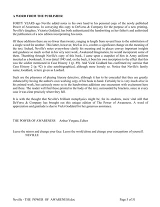 The power of awareness by neville goddard | PDF