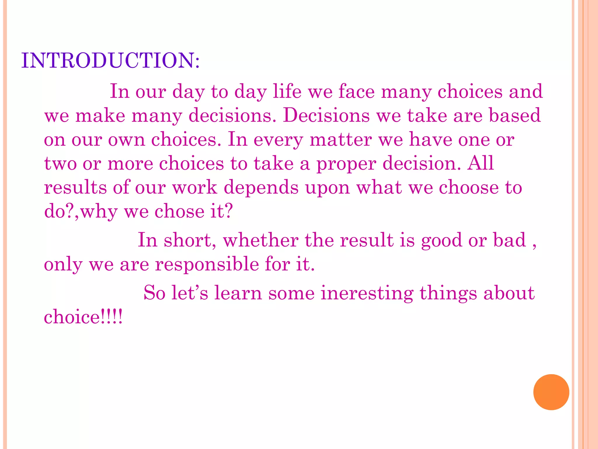 The power of choice ppt | PPT