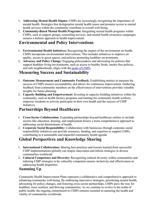 The Power of Community Health Improvement Plans: Building Healthier ...