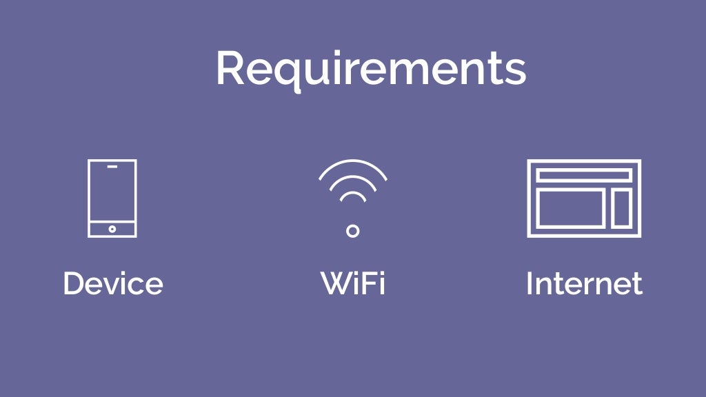 Requirements Device WiFi Internet