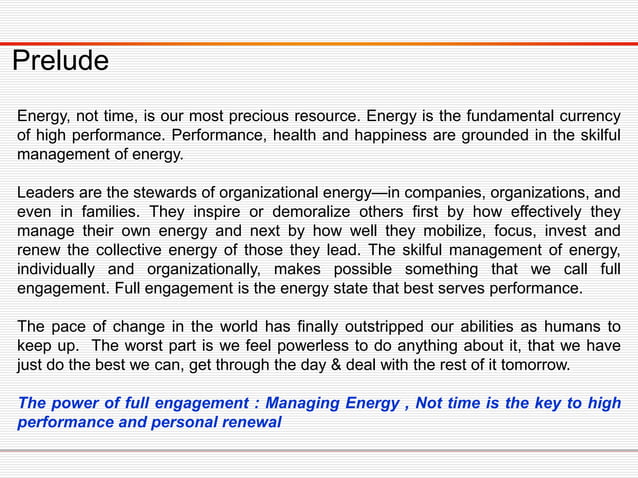 The Power Of Full Engagement | PDF