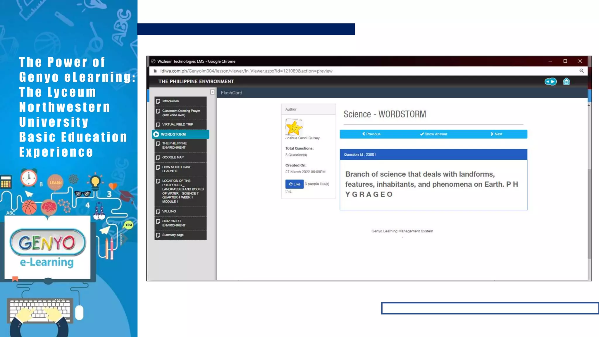 The Power of Genyo eLearning- The Lyceum Northwestern University Basic Education Experience.pptx