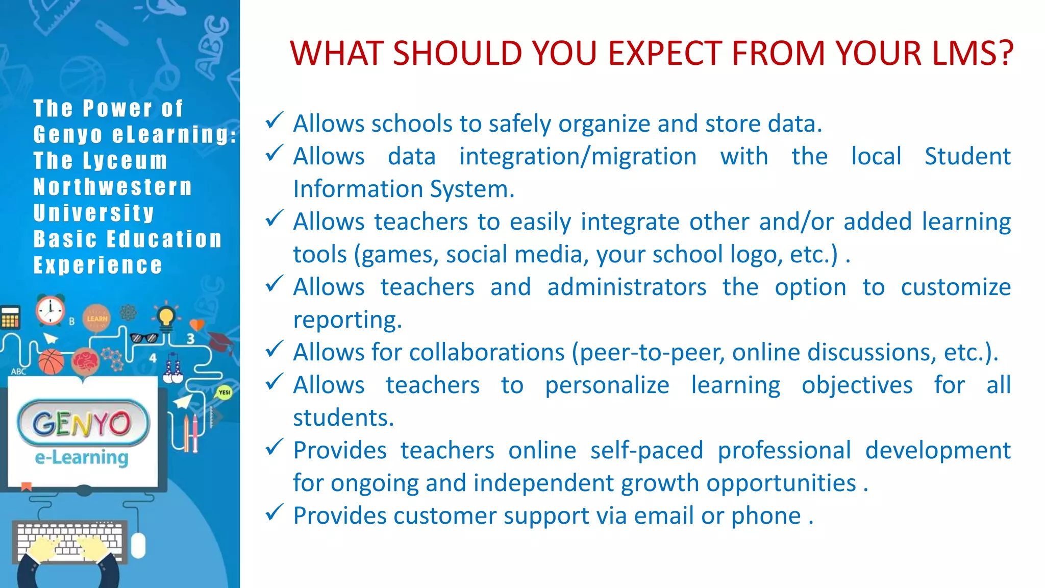 The Power of Genyo eLearning- The Lyceum Northwestern University Basic ...