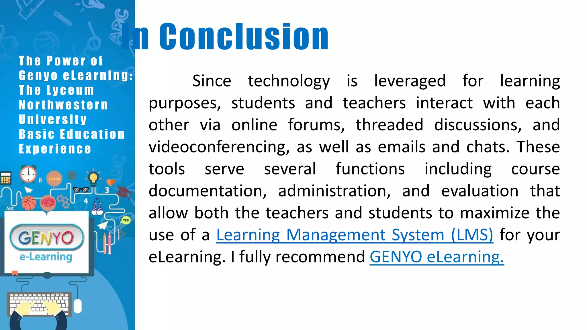The Power of Genyo eLearning- The Lyceum Northwestern University Basic ...