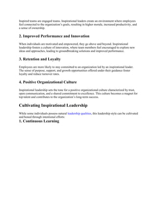 Inspirational Leadership in Transforming Teams and Organizations ...