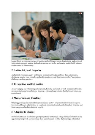 Inspirational Leadership in Transforming Teams and Organizations ...