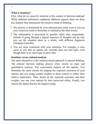 The Power of Intuition in Decision Making By Dr.Mahboob Khan Phd | PDF