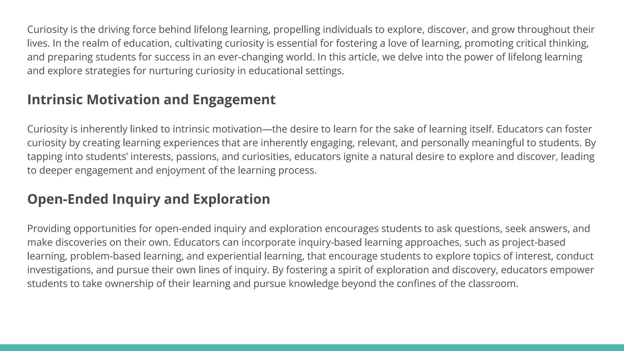 The Power of Lifelong Learning: Cultivating Curiosity in Education | PDF