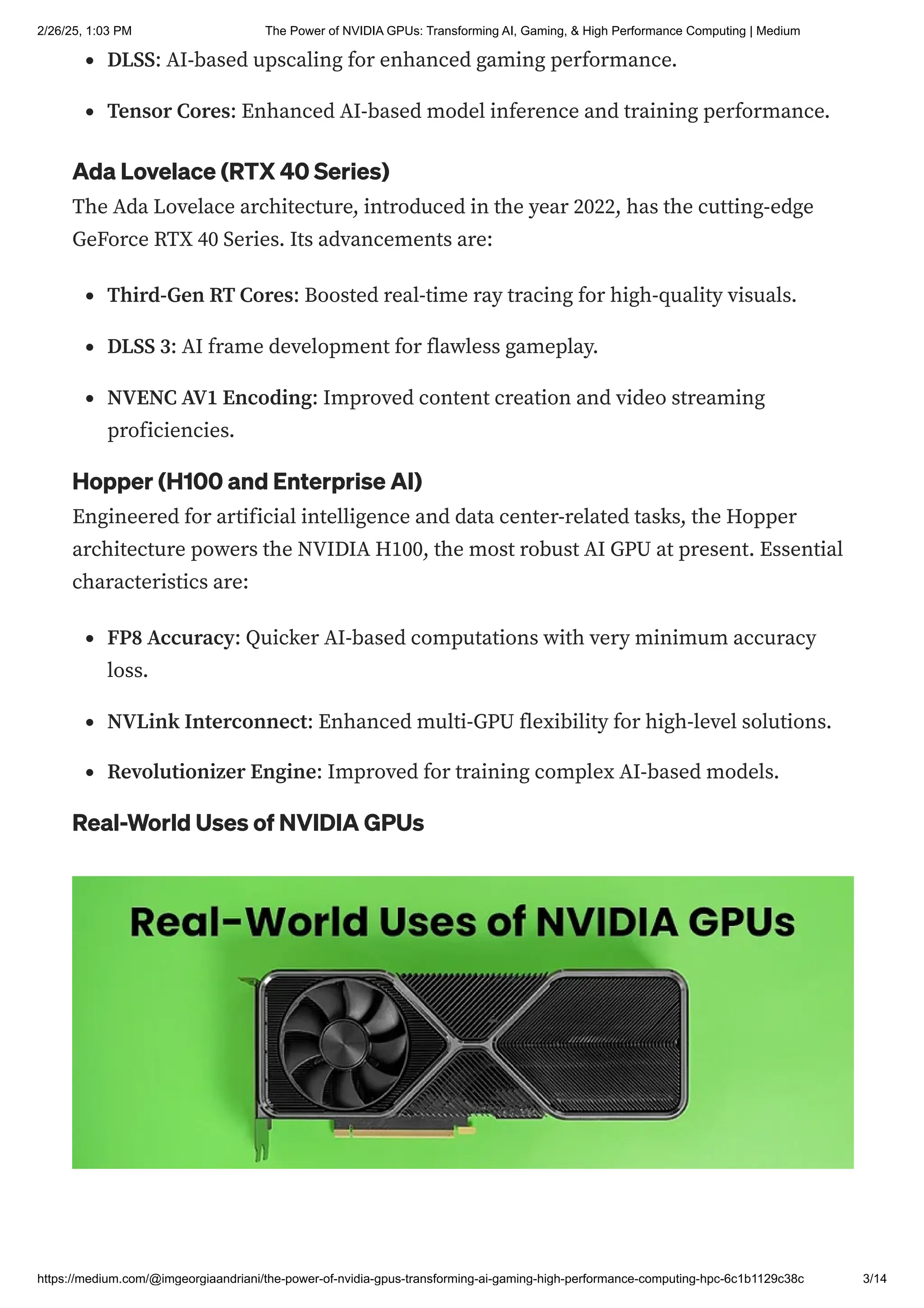 The Power of NVIDIA GPUs: Transforming AI, Gaming, & High Performance ...