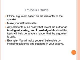 The power of persuasion logos, pathos, and ethos | PPTX