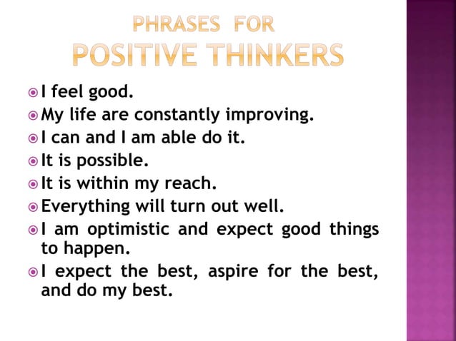 the power of this positive thinking is for such and | PPT