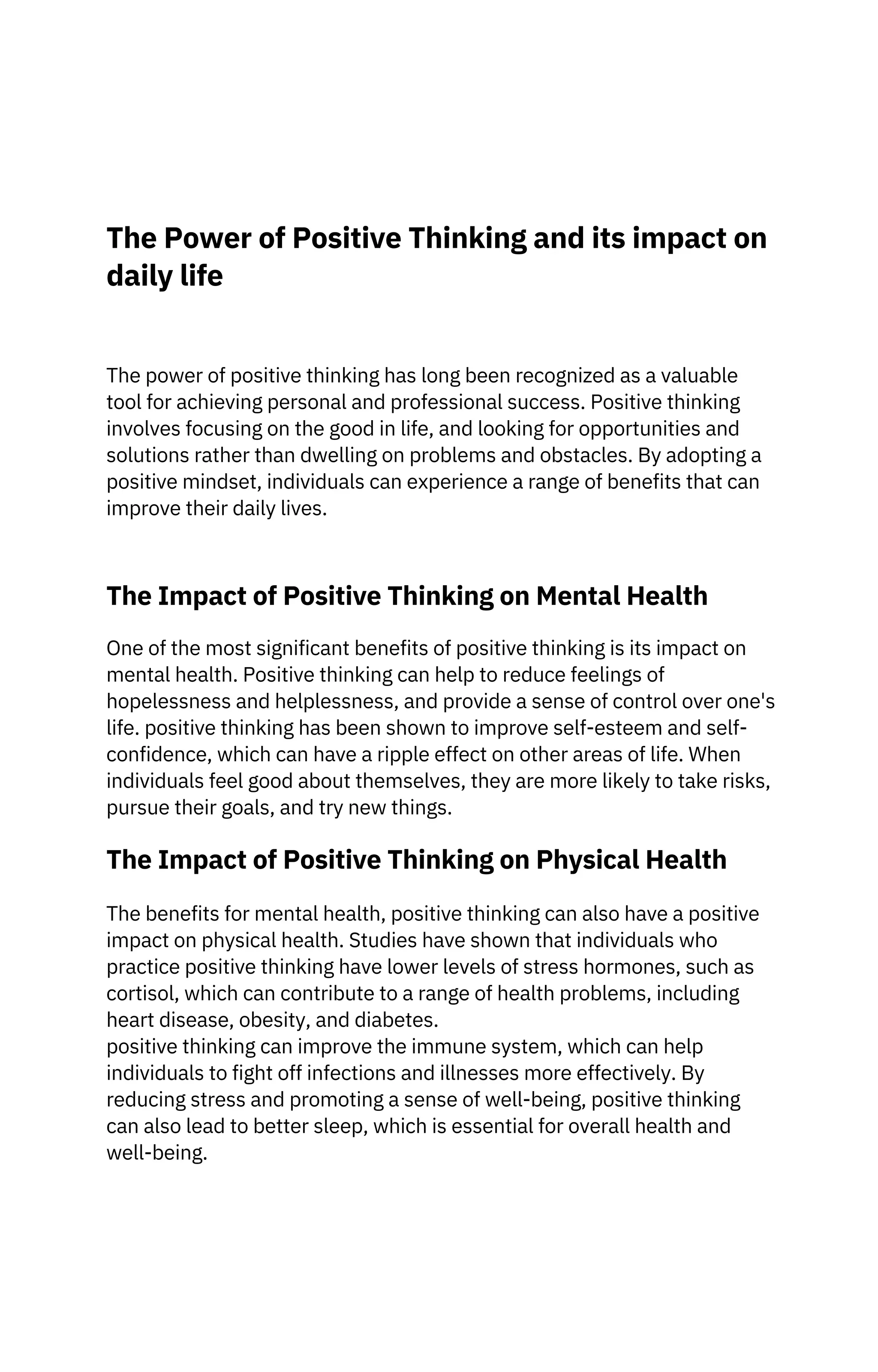 The power of positive thinking and its impact on daily life Strategies ...