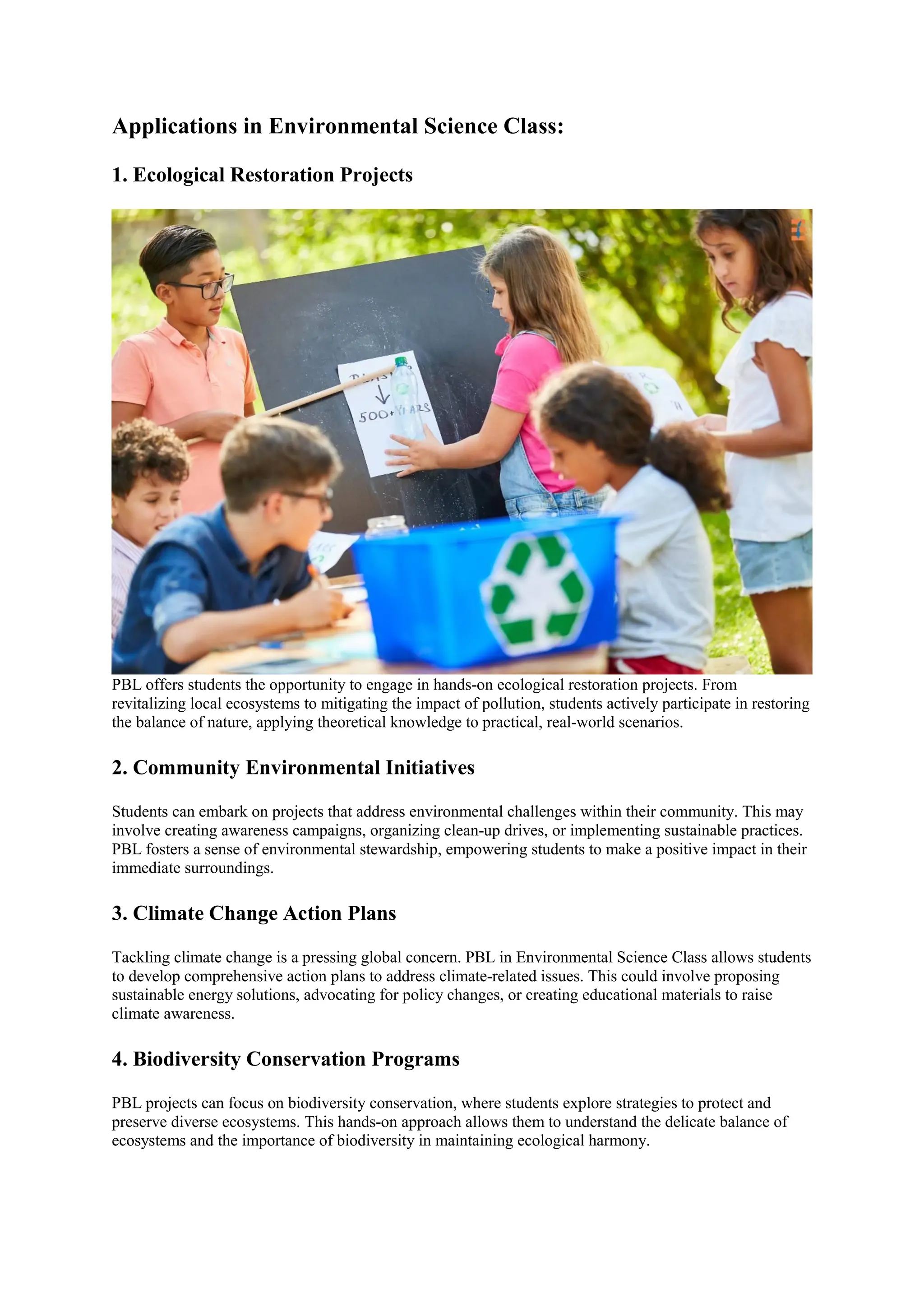 PBL in Environmental Science Class: Meaning. Applications, Benefits ...