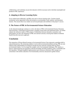 PBL in Environmental Science Class: Meaning. Applications, Benefits ...