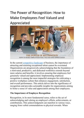 The Power of Recognition: How to Make Employees Feel Valued and ...