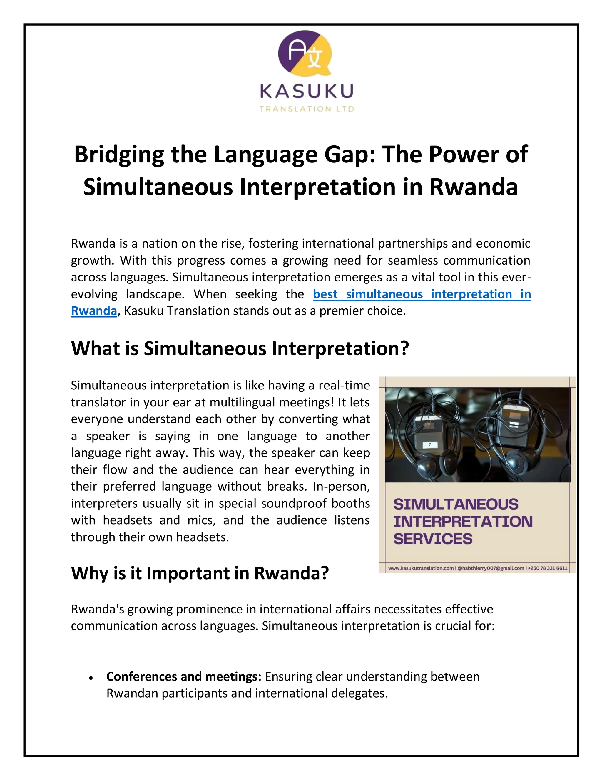 Bridging the Language Gap The Power of Simultaneous Interpretation in ...