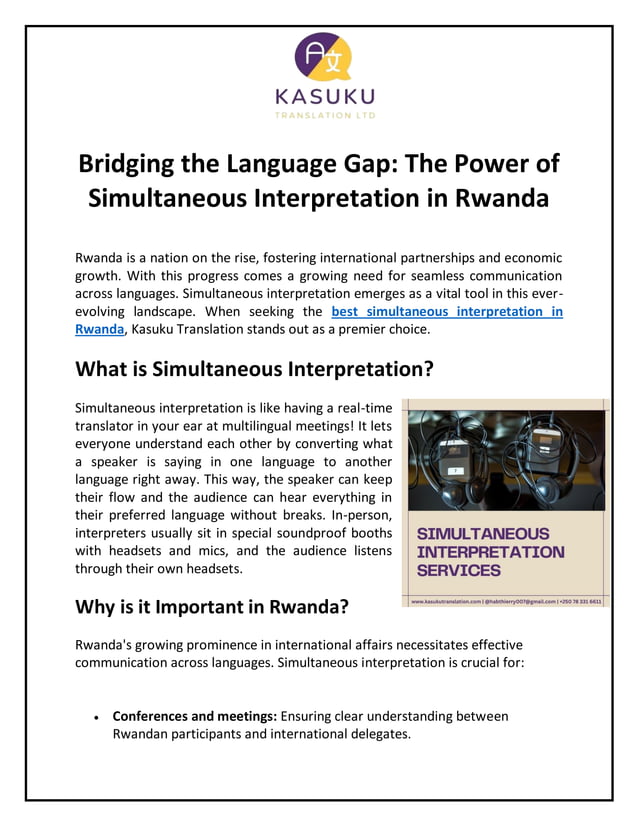 Bridging the Language Gap The Power of Simultaneous Interpretation in ...