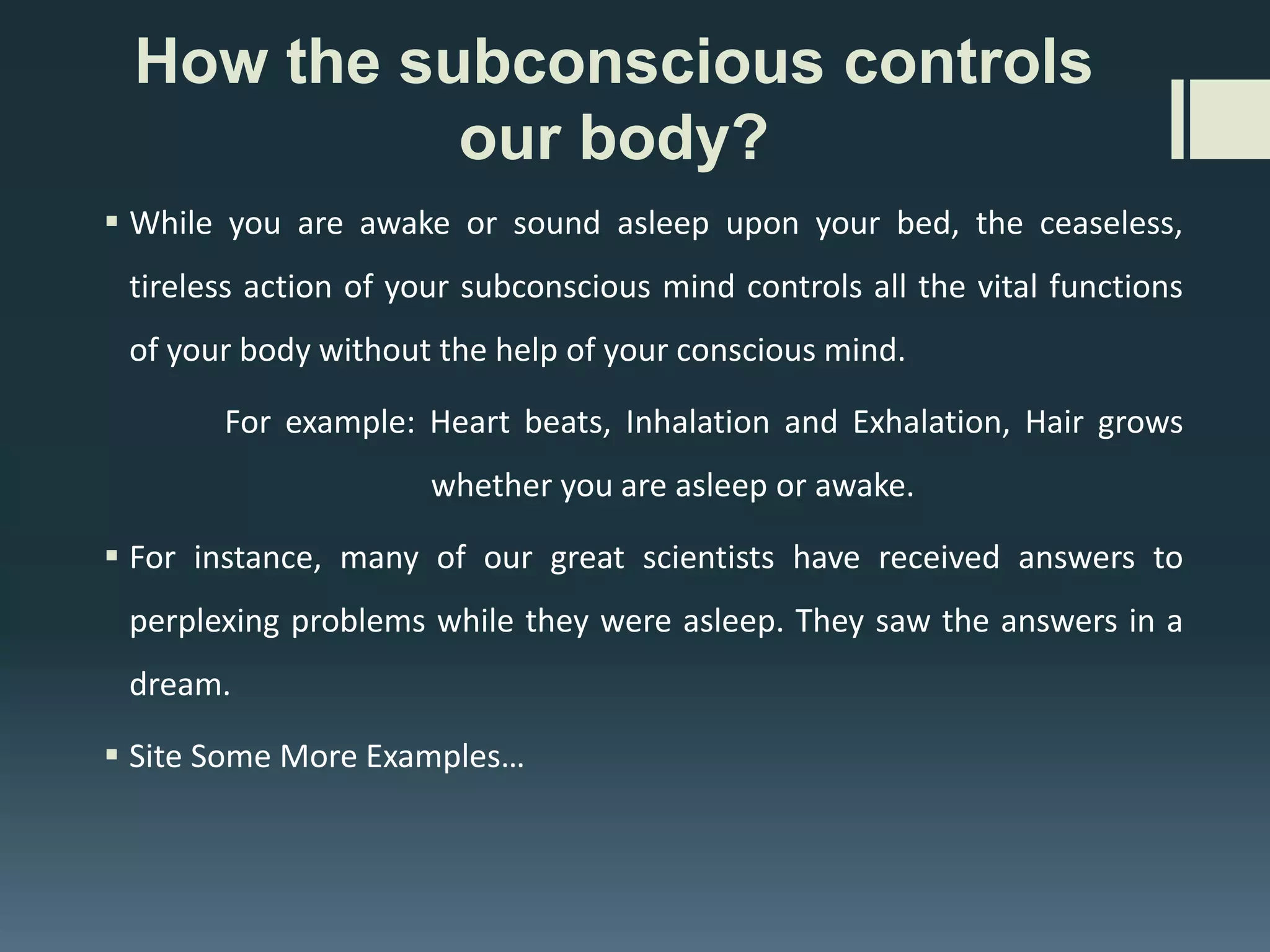 The power of subconscious mind | PPTX