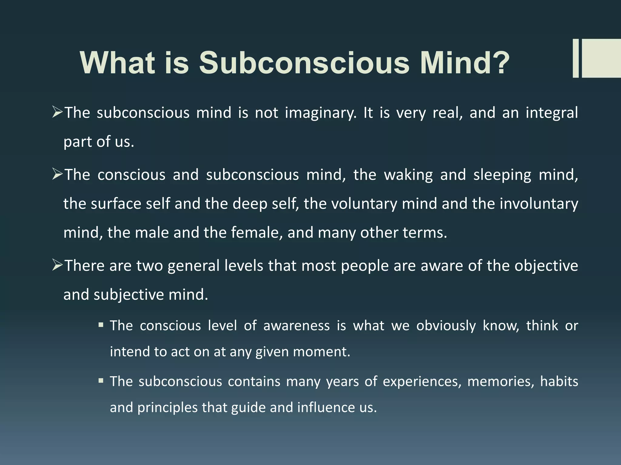 The power of subconscious mind | PPTX