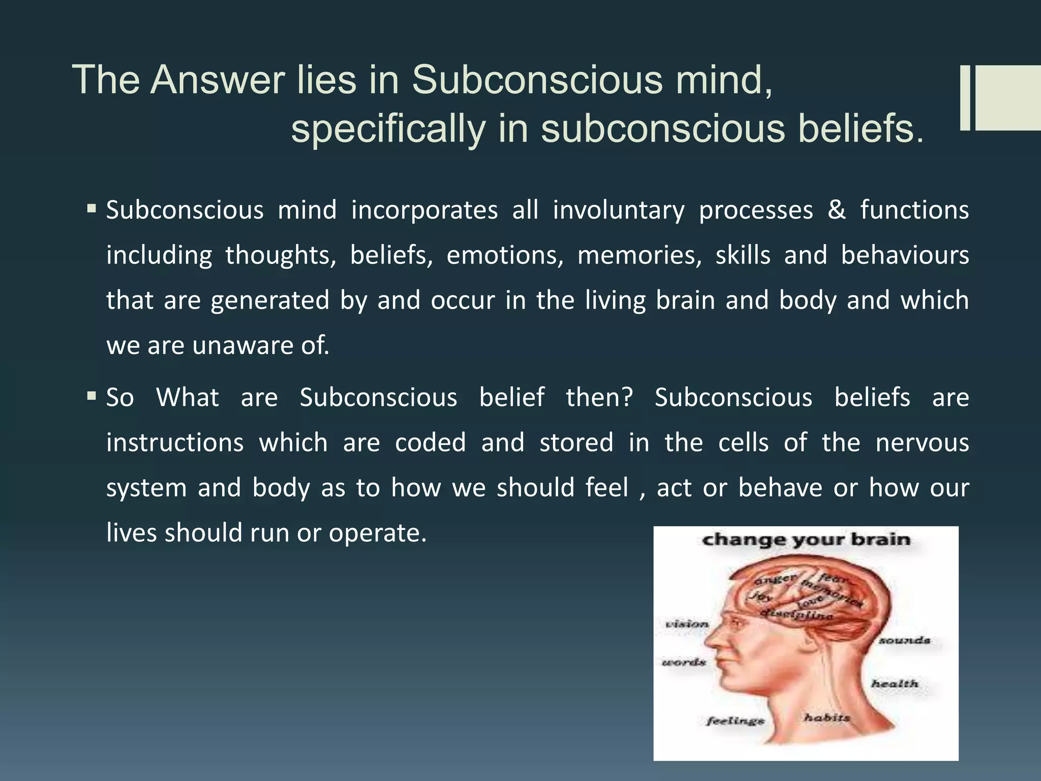 The power of subconscious mind | PPTX | Sleep Disorders | Diseases and ...
