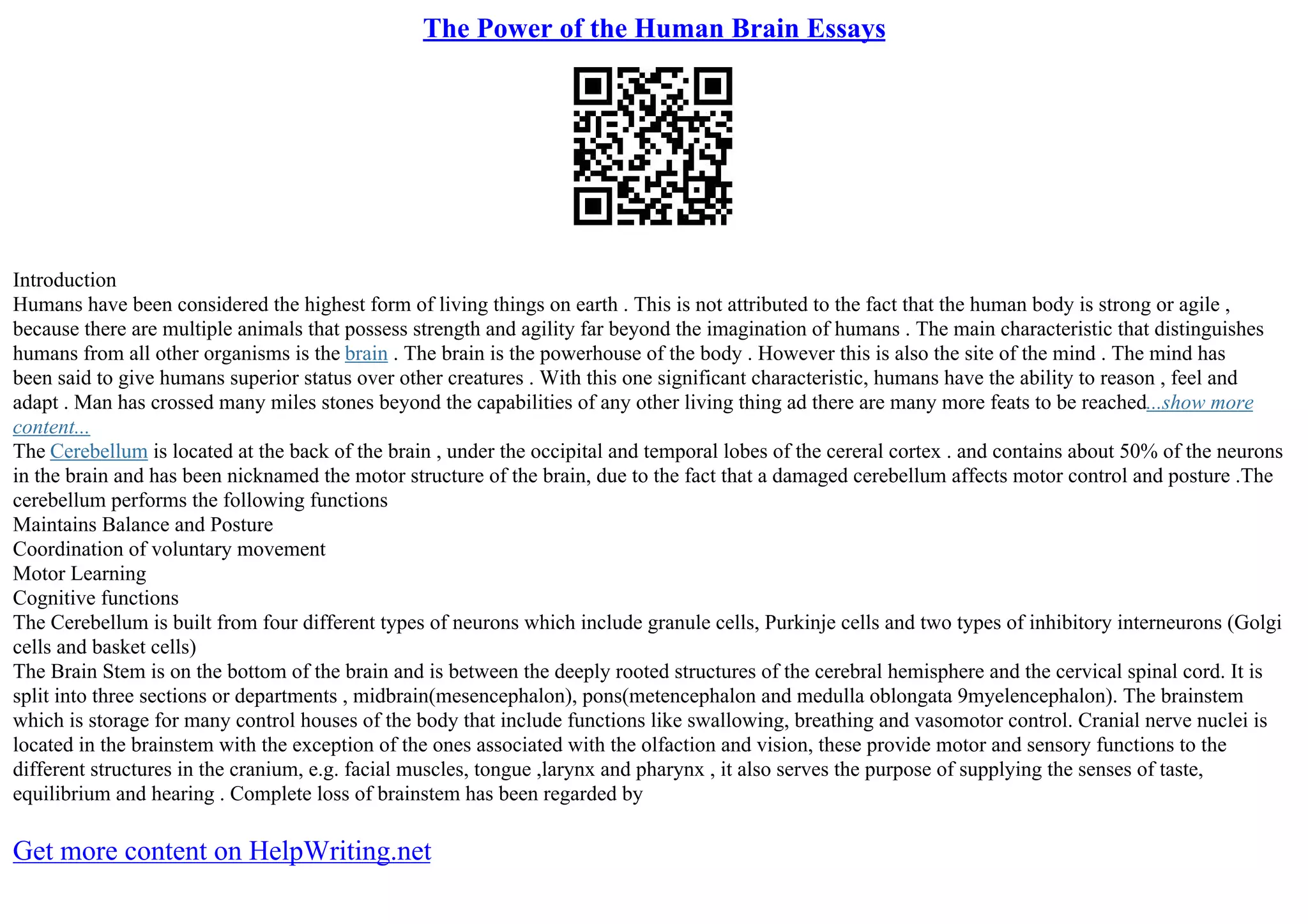 The Power Of The Human Brain Essays | PPT
