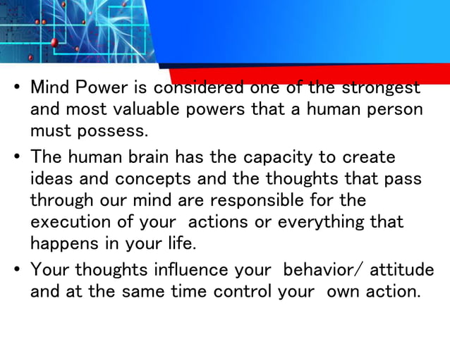 The Power of The Mind | PPTX | Brain and Nervous System Disorders ...