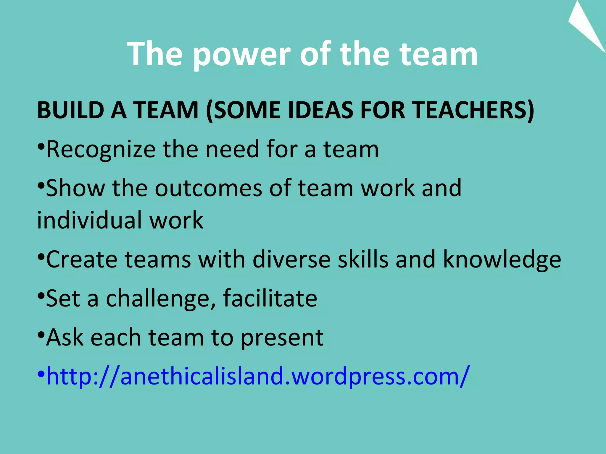 The power of the team !summary | PPT