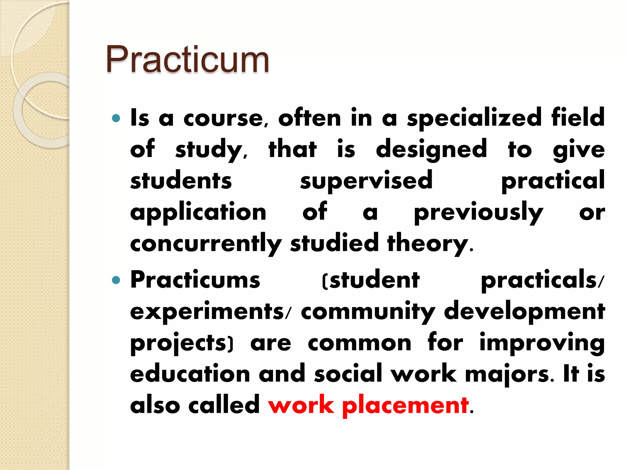The Practicum Experience | PPTX