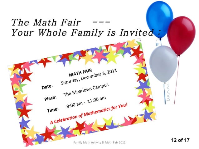 The pre algebra math fair and family activity project | PPT