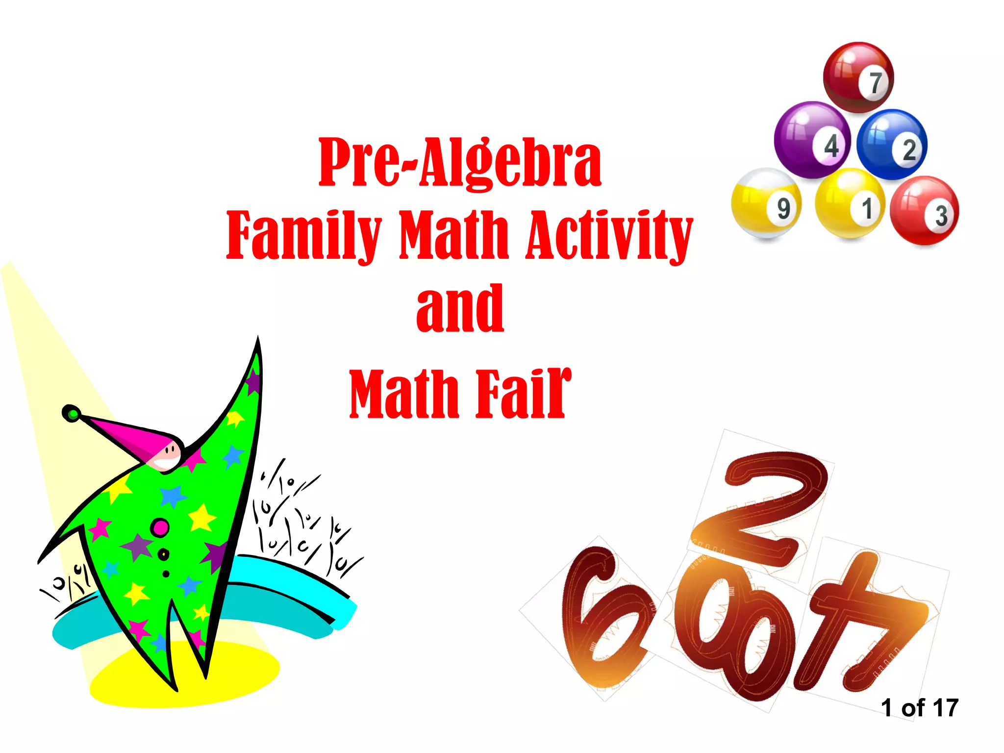 The pre algebra math fair and family activity project | PPT