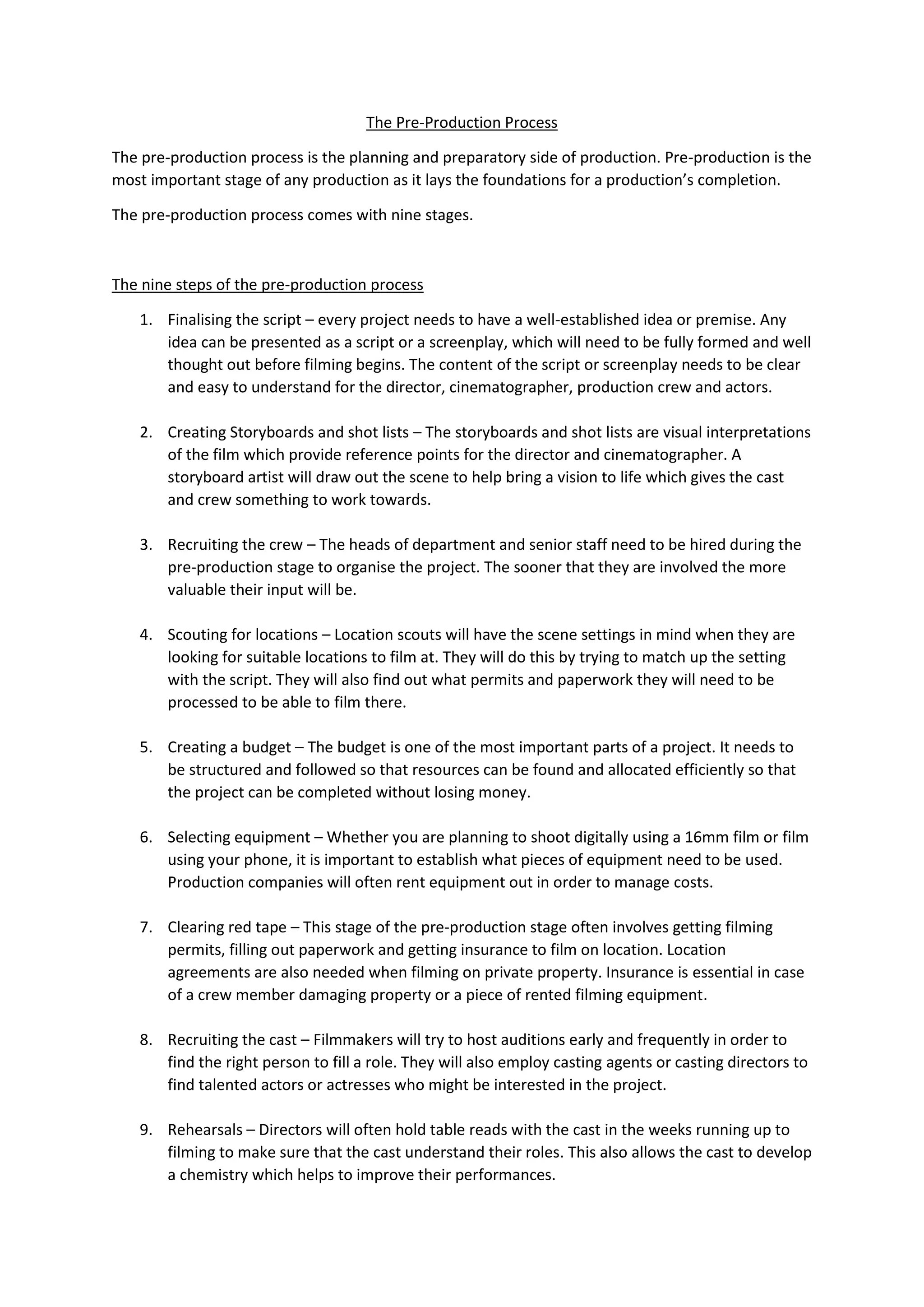 The Pre-Production Process.docx