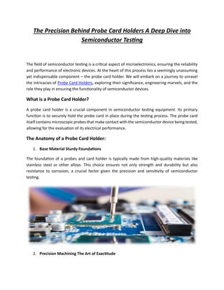 The Precision Behind Probe Card Holders A Deep Dive into Semiconductor ...