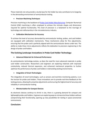 The Precision Behind Probe Card Holders A Deep Dive into Semiconductor ...