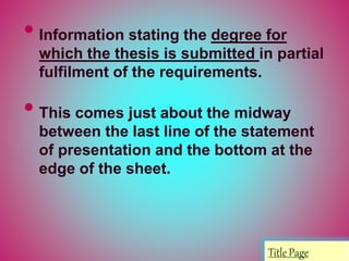 The Preparatory Parts of Thesis | PPTX