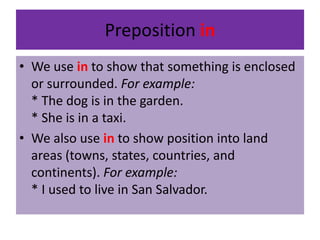 The prepositions of place a | PPT