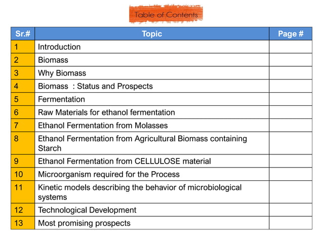 ETHANOL FERMENTATION USING BIOMASS | PPT