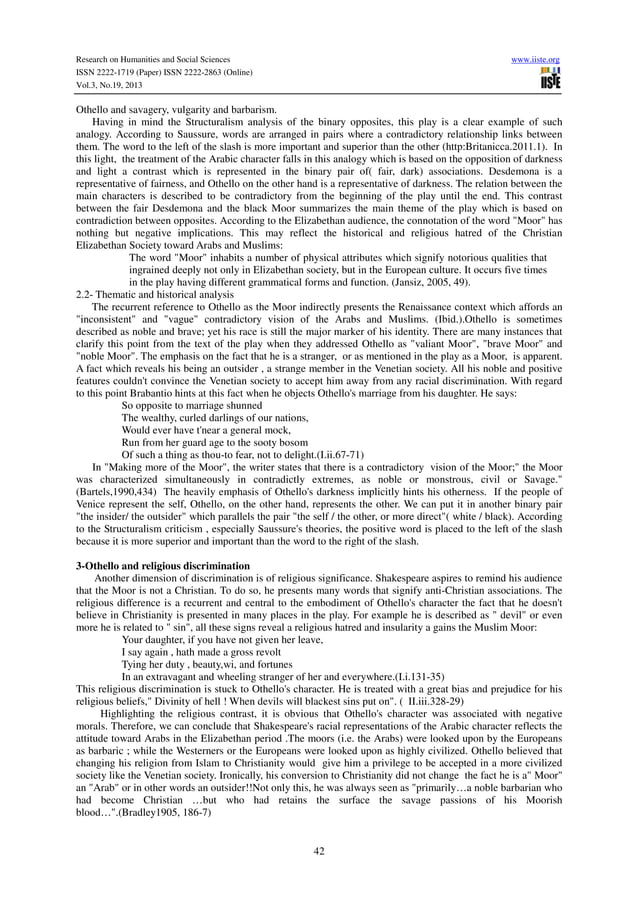 The presentation of the arabic character in shakespeare's othello | PDF ...