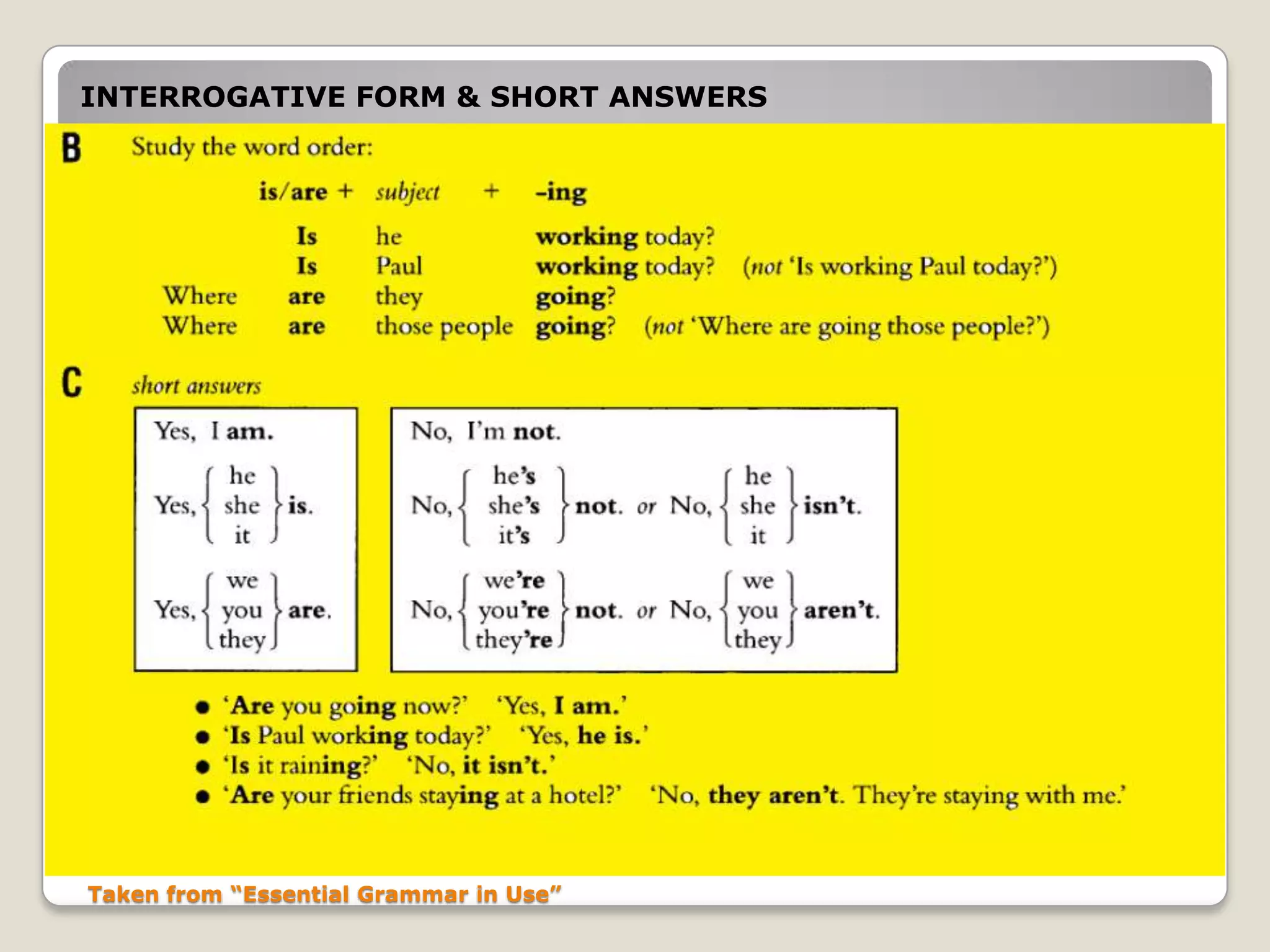 The present continuous presentation | PPT