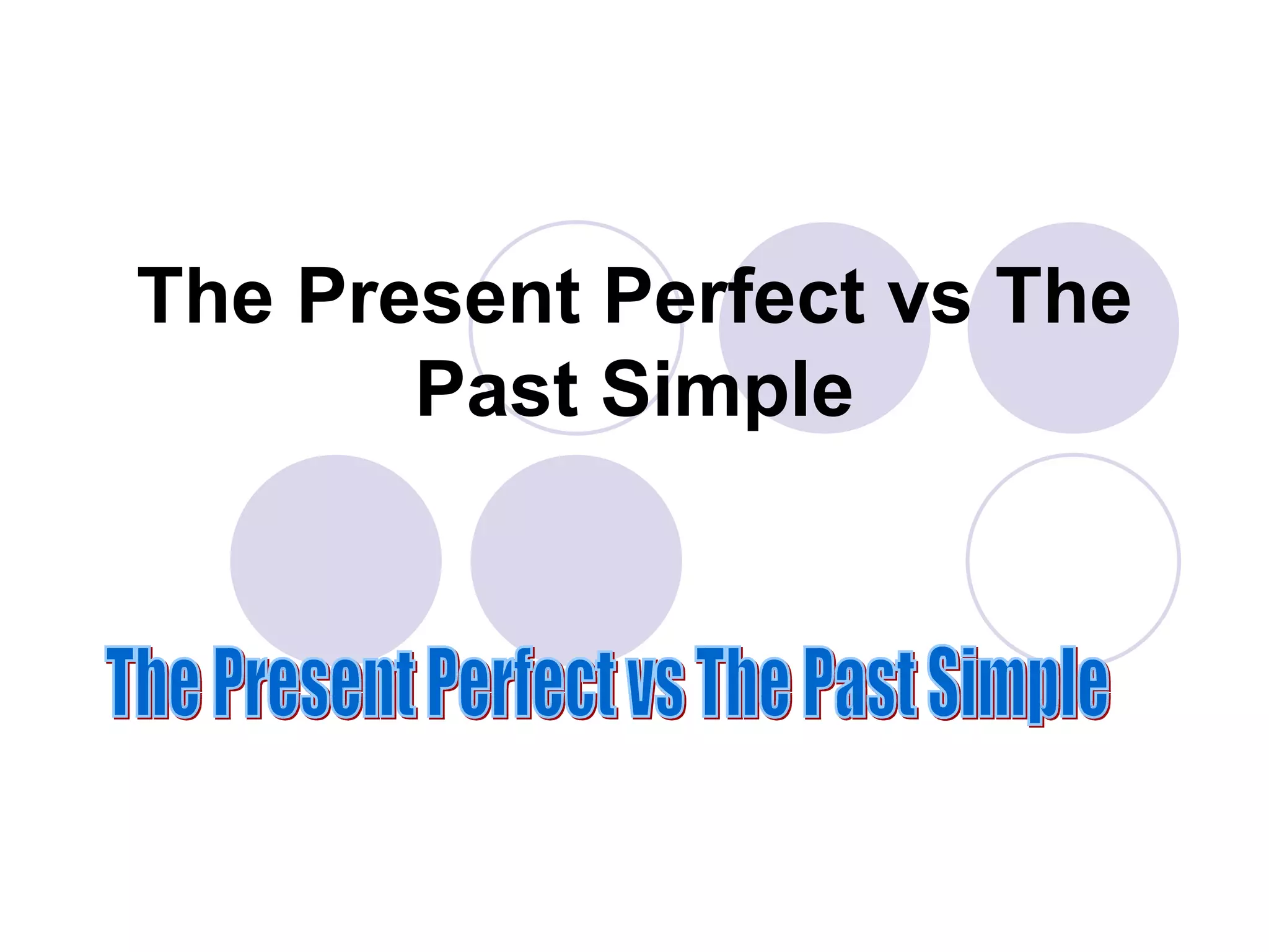 The Present Perfect Vs The Past Simple | PPT