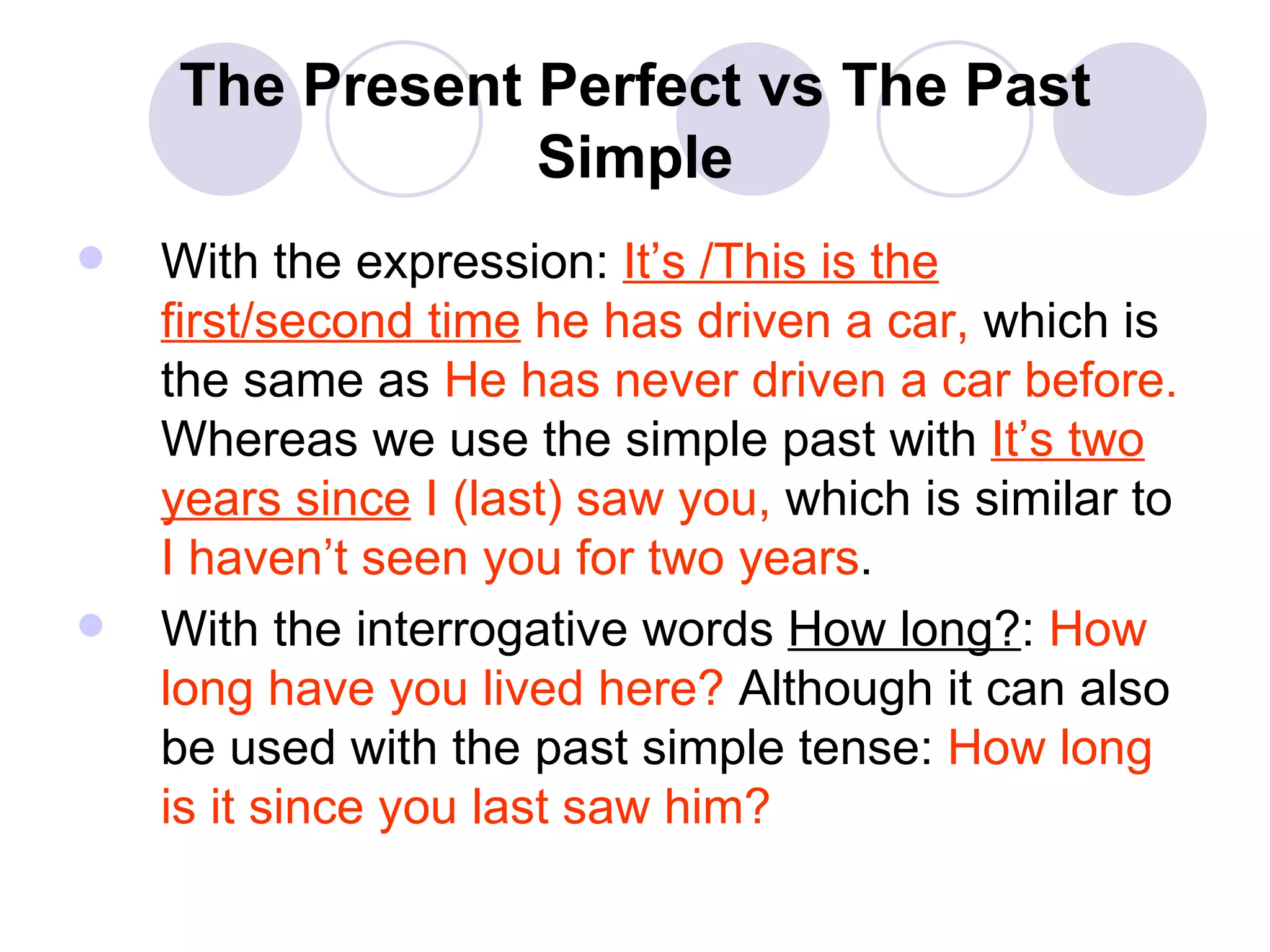 The Present Perfect Vs The Past Simple | PPT