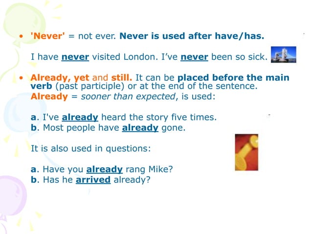 The present perfect with for, since | PPT