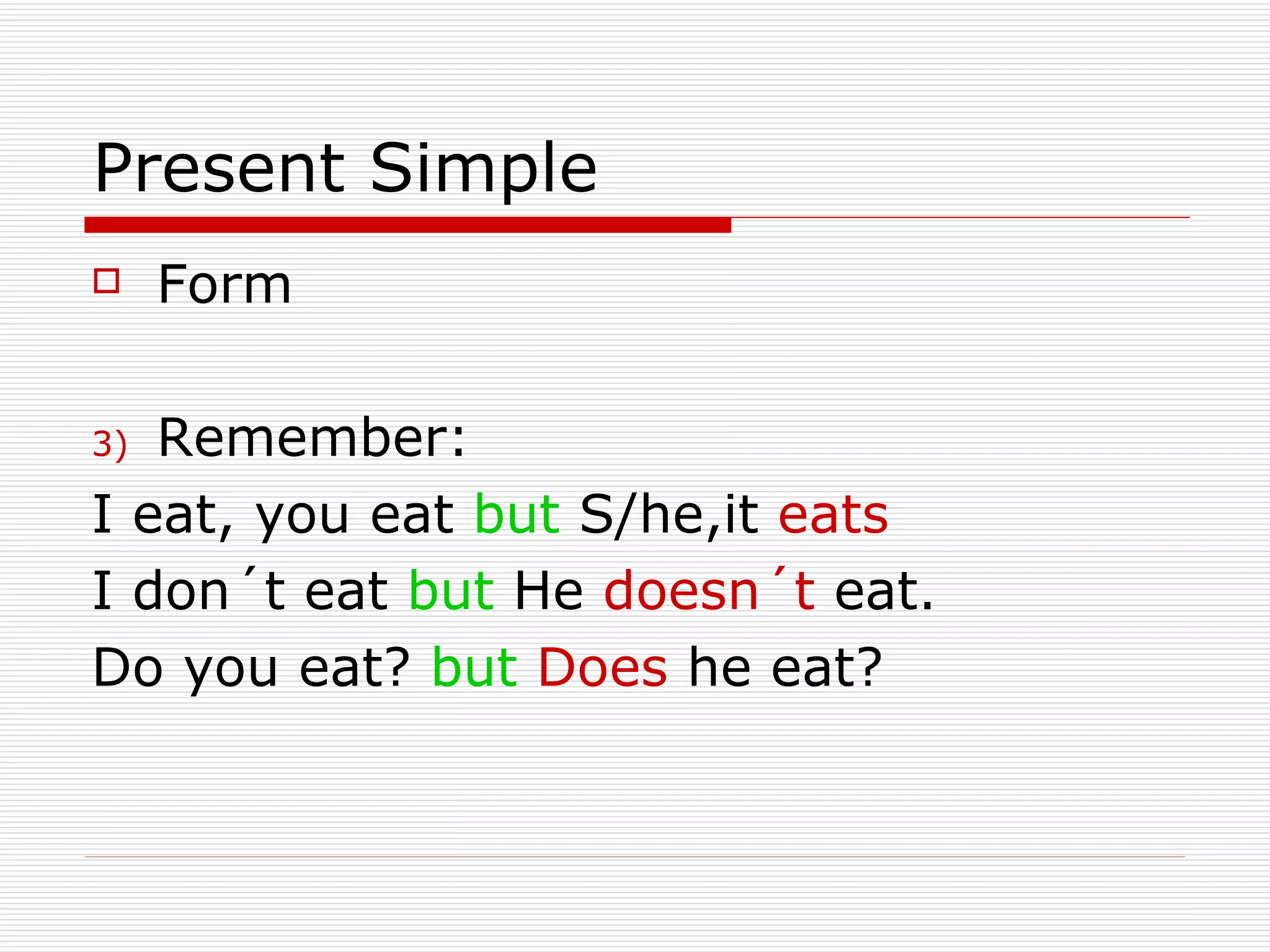 The present tense in english | PPT
