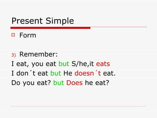 The present tense in english | PPT