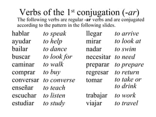 The present tense of regular -AR verbs | PPT