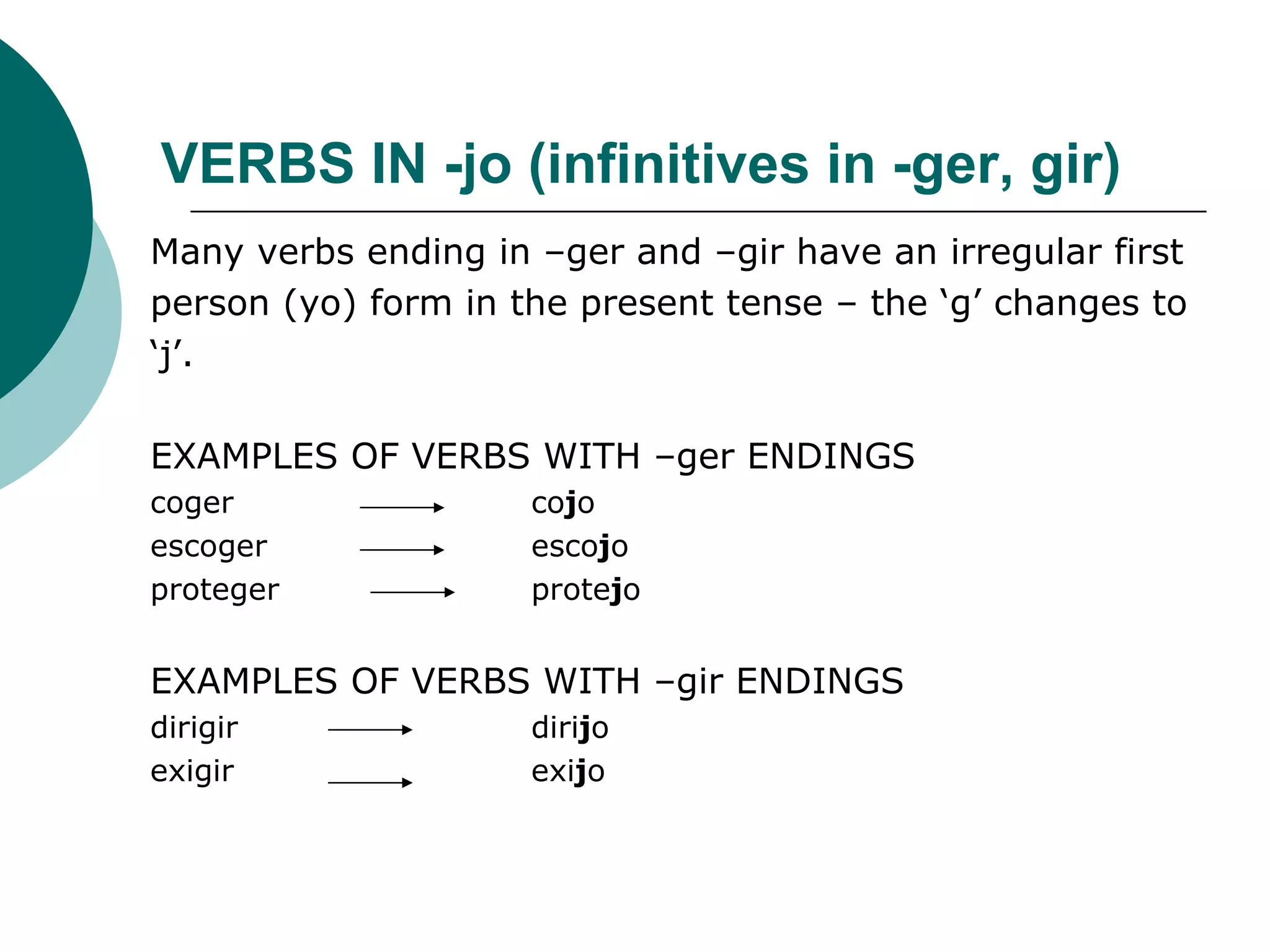 The Present Tense Of Verbs With Spelling Changes & Irregular Verbs | PPT