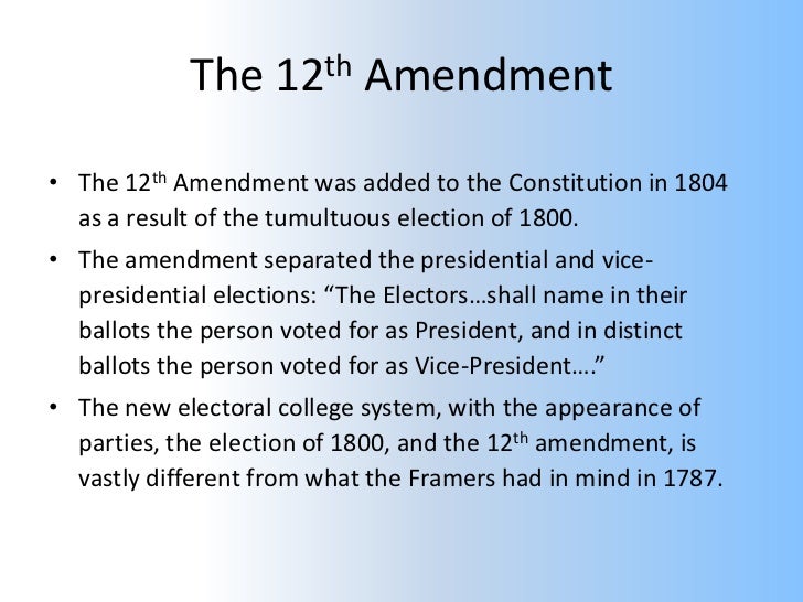 12th Amendment Interpretation