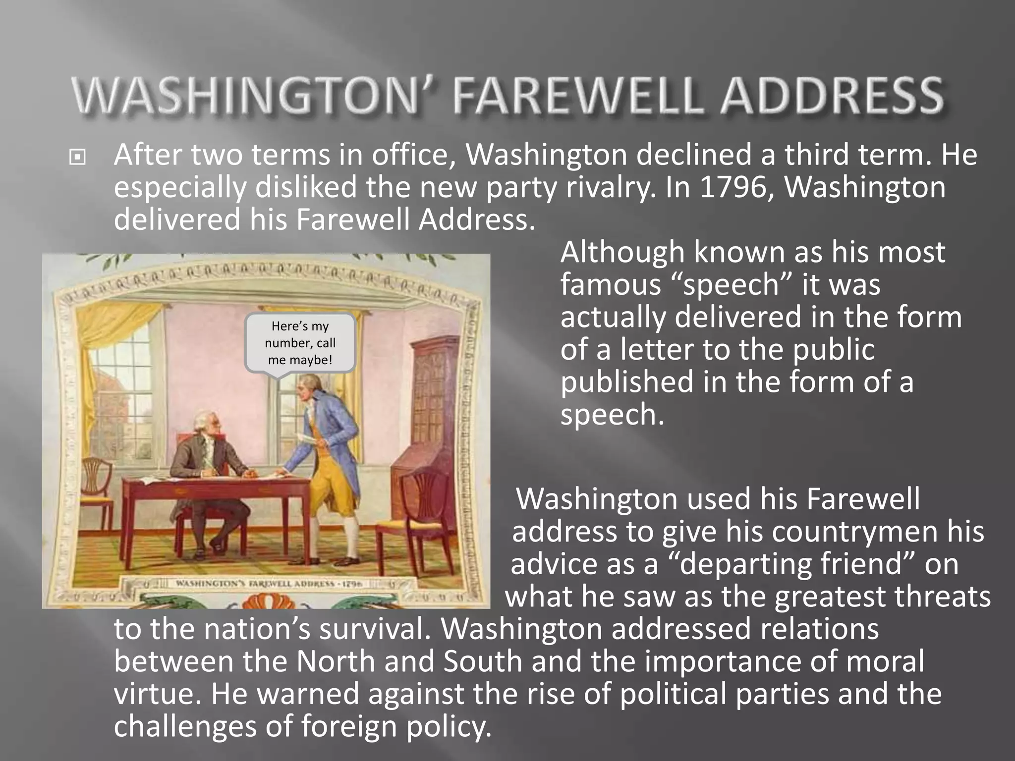 The presidency of george washingtion ppt for notes | PPT