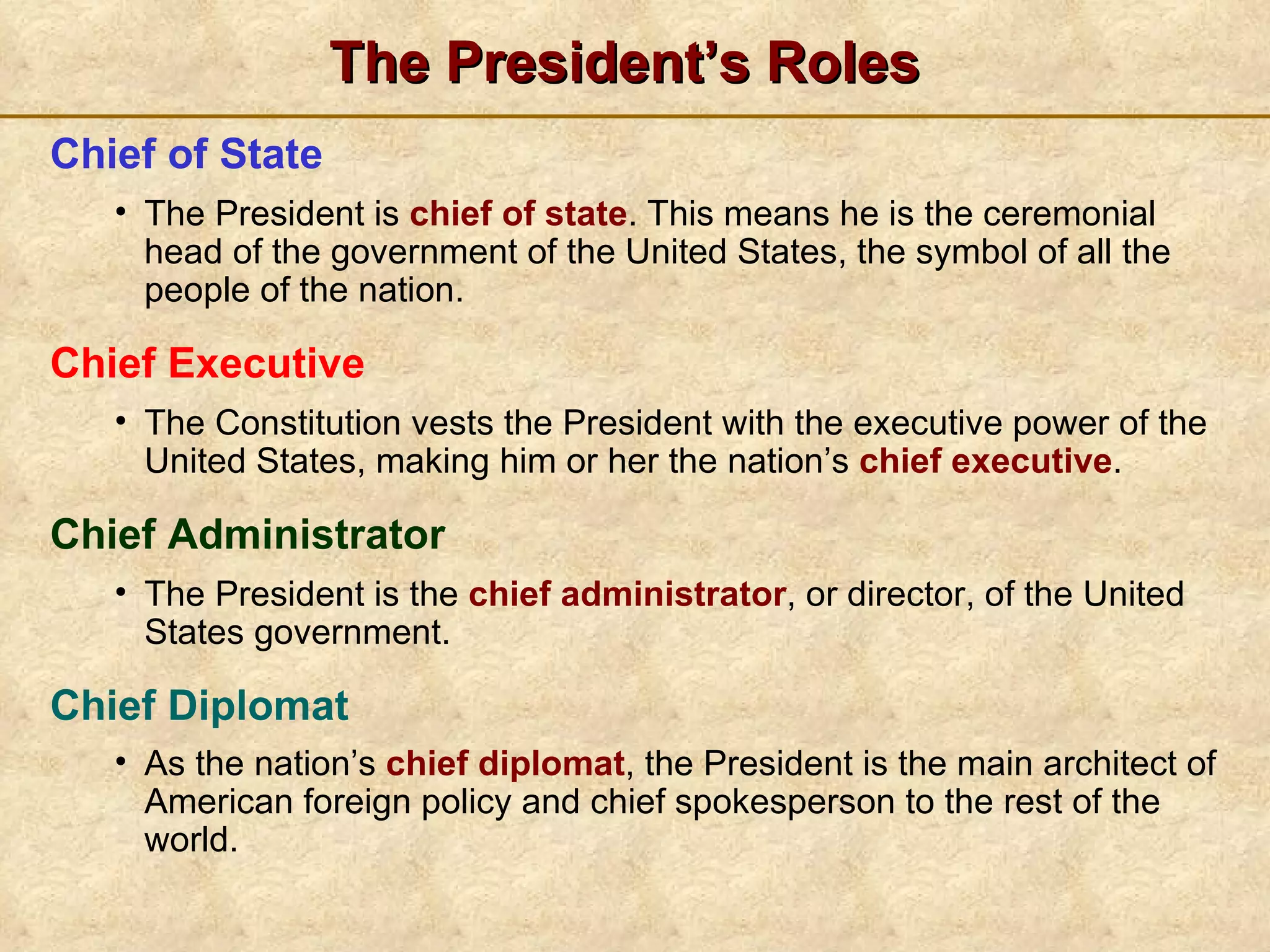 The president’s job description | PPT
