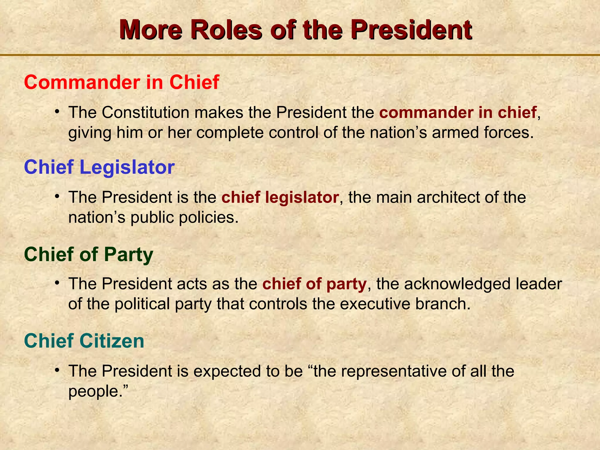 The president’s job description | PPT
